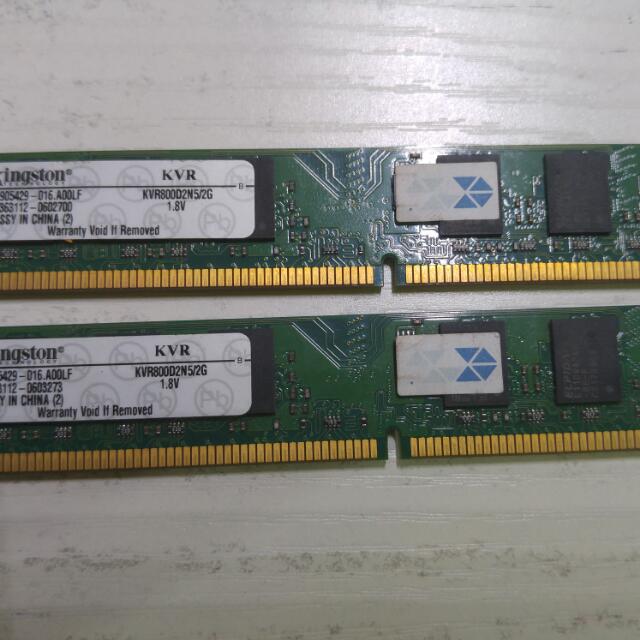 Desktop Ram Kingston DDR2 Kvr800 2x2gb Computers Tech Parts