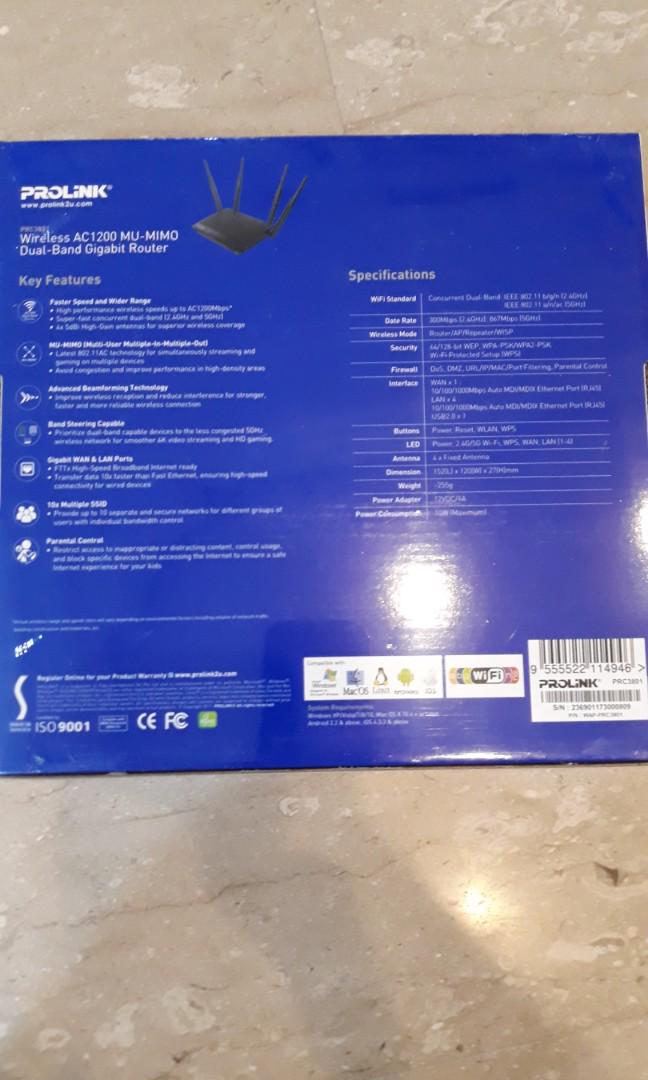 BNIB PRC3801 Multi User Input Output Wireless AC Router Computers