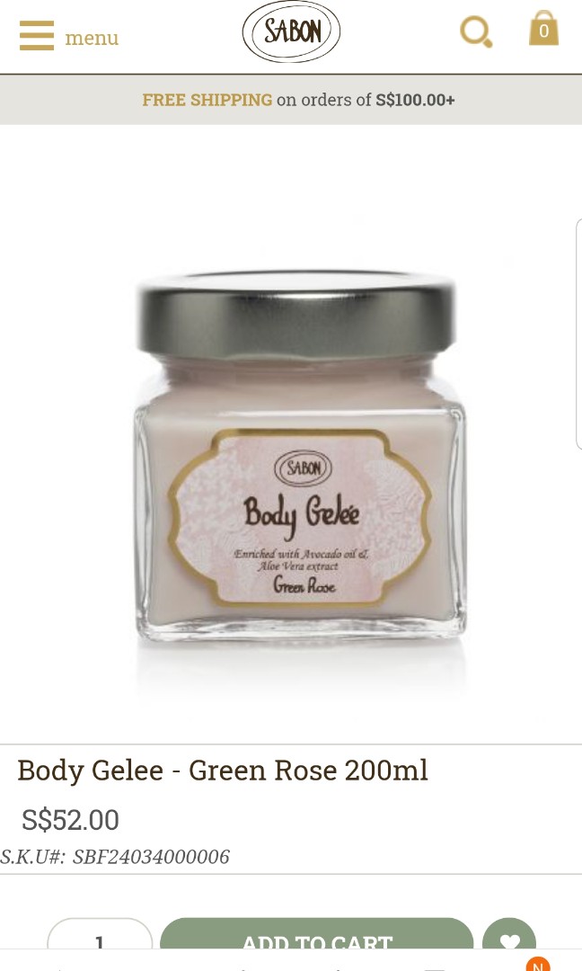 Sabon Body Gelee 200ml BN Beauty Personal Care Bath Body Body