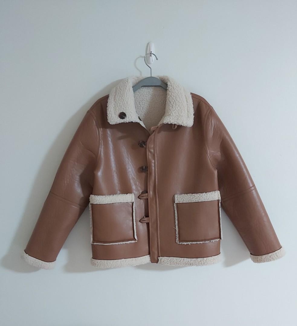 韓貨 The naked 兩穿皮革熊熊外套 她的時尚 外套及戶外衣服在旋轉拍賣