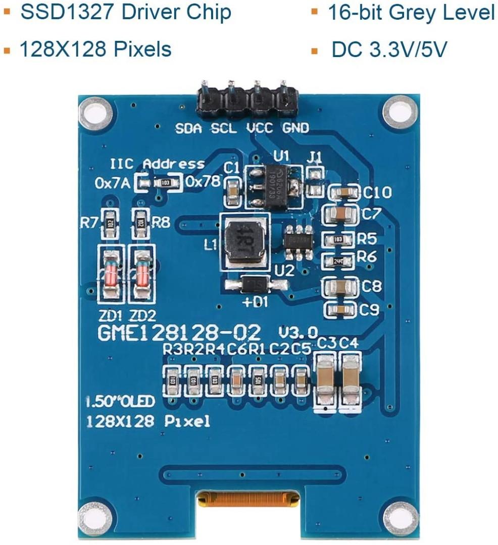 I2C OLED Display Module 1 5inch OLED Module LCD Display SSD1327 Driver