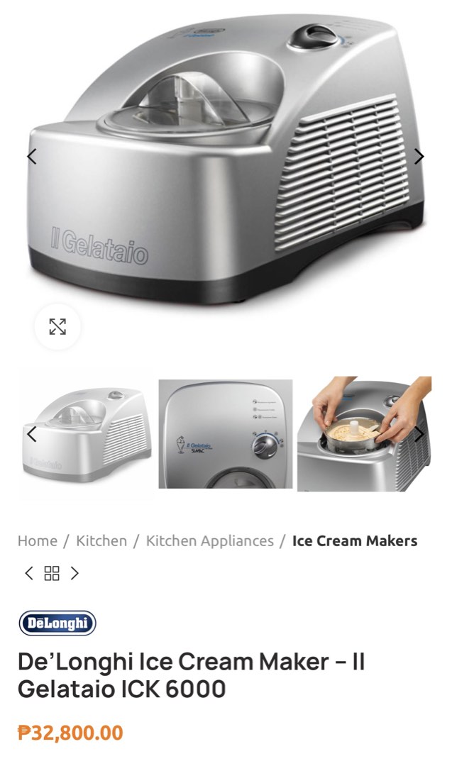 Ice Cream Maker DeLonghi Furniture Home Living Kitchenware
