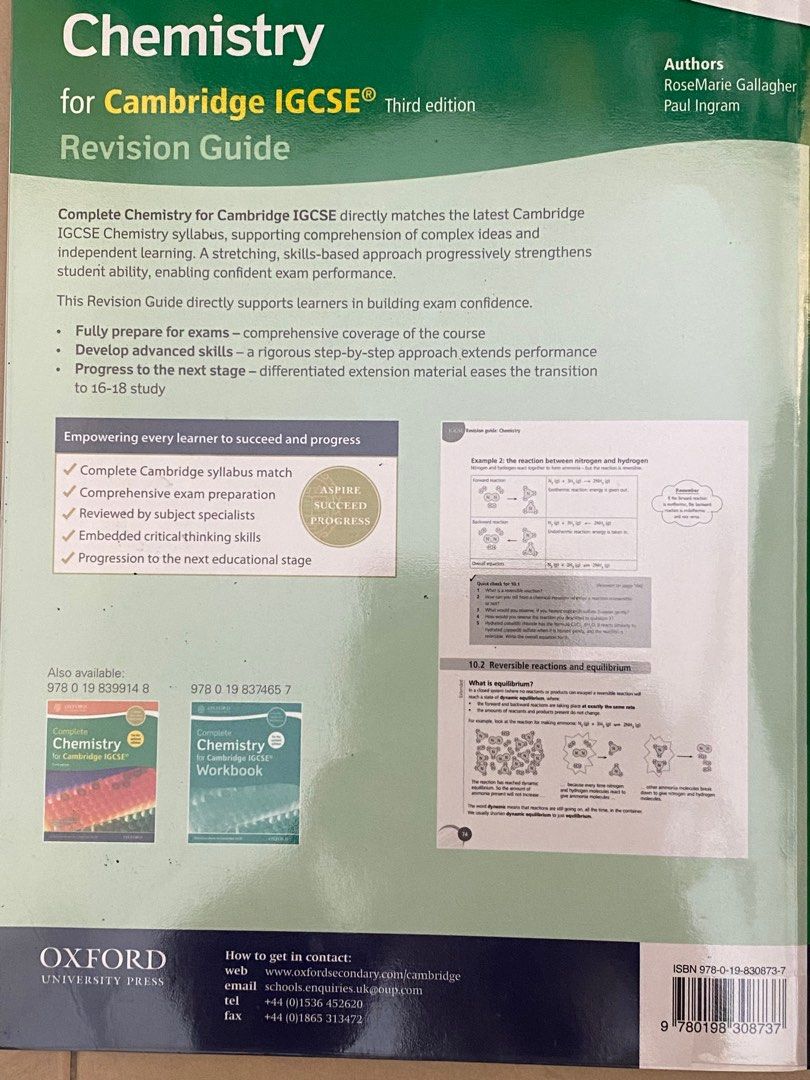 Complete Chemistry For Cambridge IGCSE Revision Guide 3rd Edition