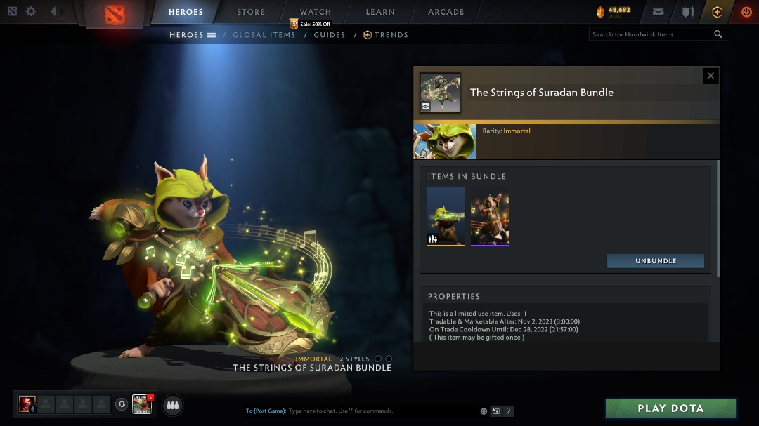 Dota Hoodwink The Strings Of Suradan Bundle Ultra Rare