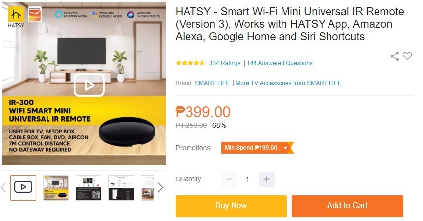 HATSY Smart Wi Fi Mini Universal IR Remote Computers Tech Parts