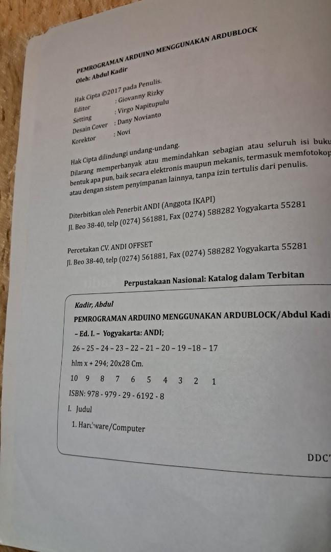 Buku Pemograman Arduino Menggunakan ArduBlock Abdul Kadir Buku