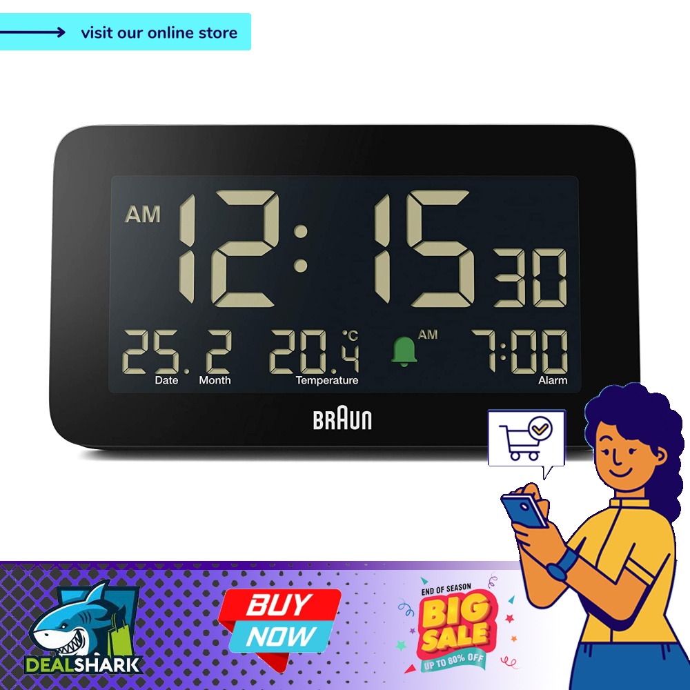 Readystock Braun Digital Alarm Clock With Date Month And Temperature