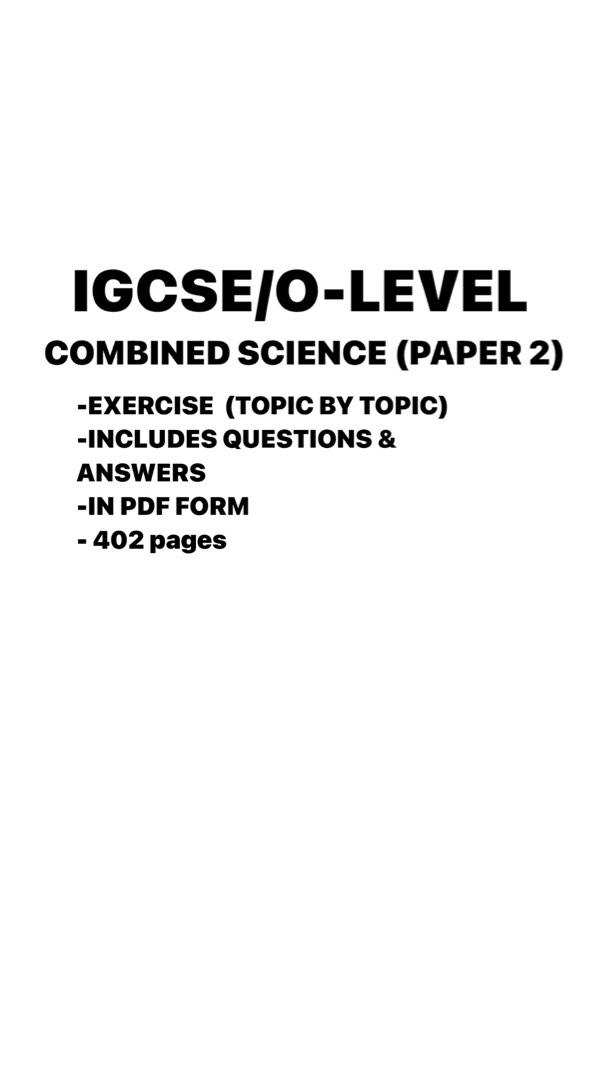 IGCSE O LEVEL COMBINED SCIENCE PAPER 2 EXERCISE ANSWERS Hobbies
