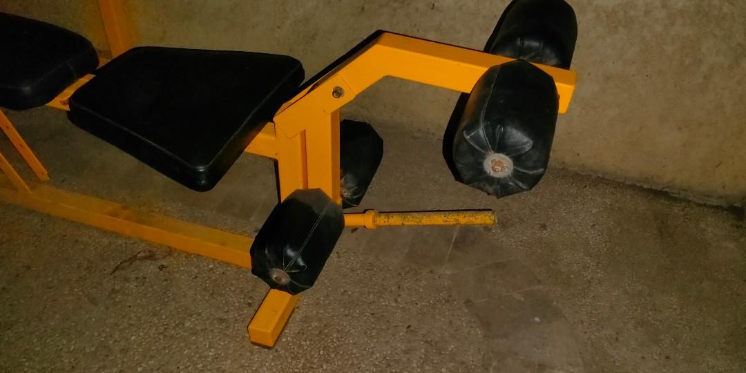 Heavy Duty Squat Bench Press Cage With Adjustable Bench With Leg Curl