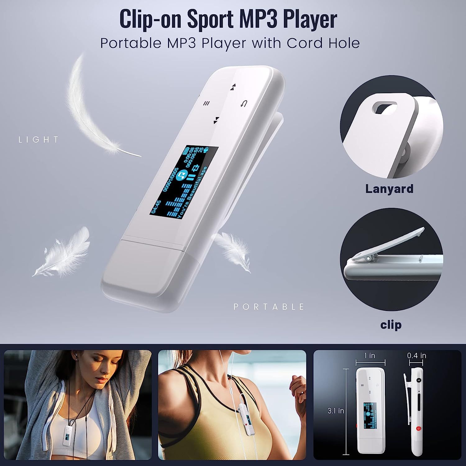 Pecsu Bluetooth Usb Mp Player With Clip Gb Lossless Sound Audio Music Player Built In Fm