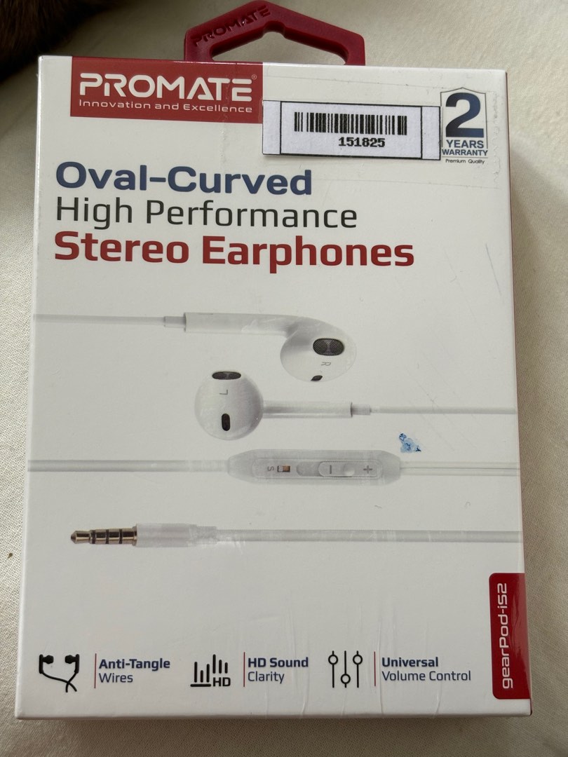 Promate Oval Curved High Performance Stereo Earphones Audio Earphones