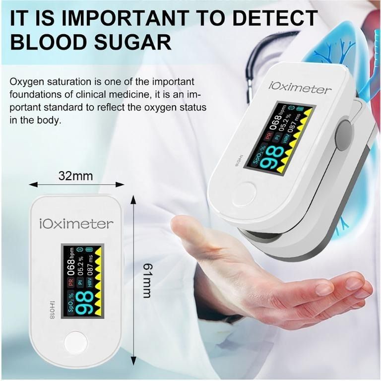 IPS Display Finger Tip Pulse Oximeter Bluetooth Connection Support