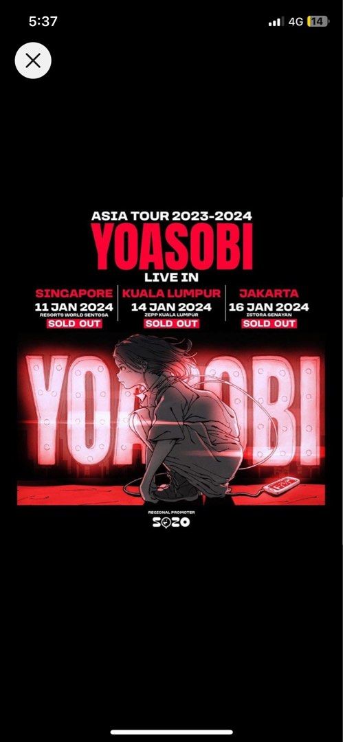 WTB Yoasobi KL CAT1 Ticket Tickets Vouchers Event Tickets On Carousell