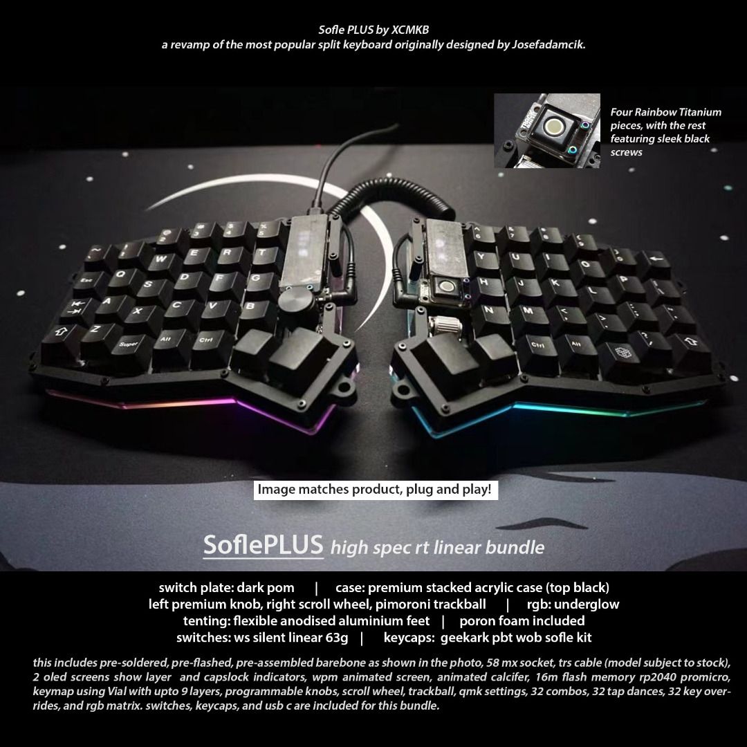 SoflePLUS Sofle Split Keyboard Pimoroni Trackball Pointing Device