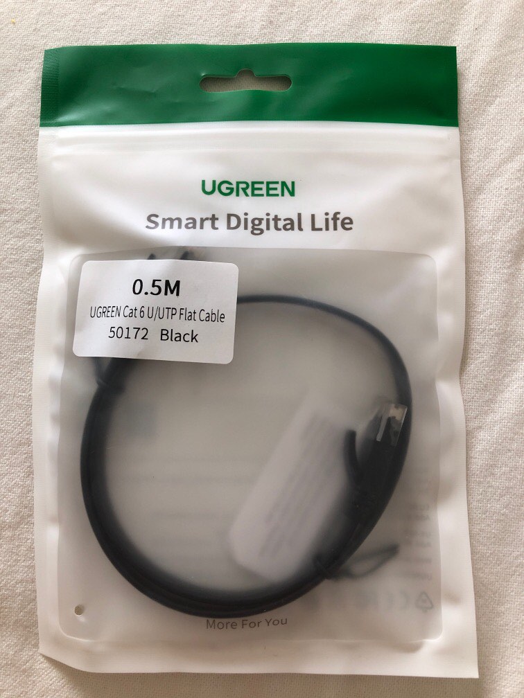UGREEN CAT6 UTP LAN Flat Cable 0 5m Black Computers Tech Parts