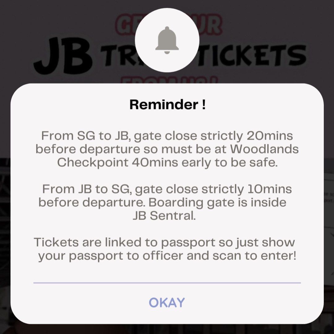 JB Train Ticket KTM Shuttle Tebrau Woodlands Snatching Service 100