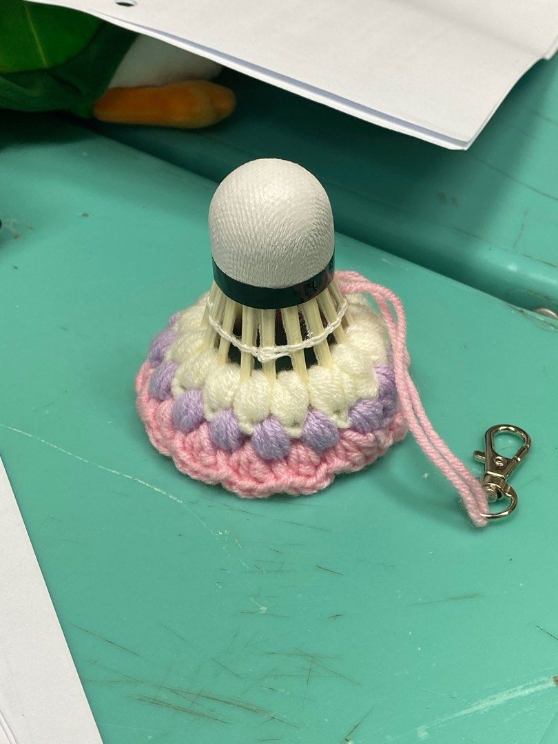 CUSTOMIZABLE COLOURS Badminton Shuttlecock Crochetted Keychain