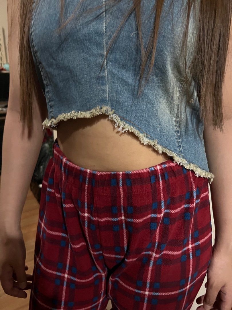 Shein Denim Sexy Crop Top Women S Fashion Tops Others Tops On Carousell