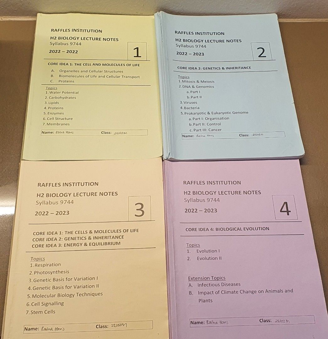 A Level H2 Biology Full Lecture Notes Concise Topical Summaries