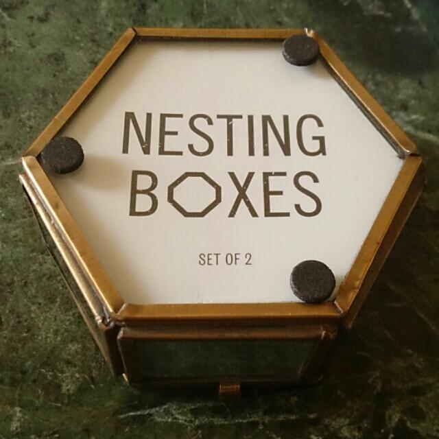 Hexagonal transparent display boxes with vintage gold rim (pending ...