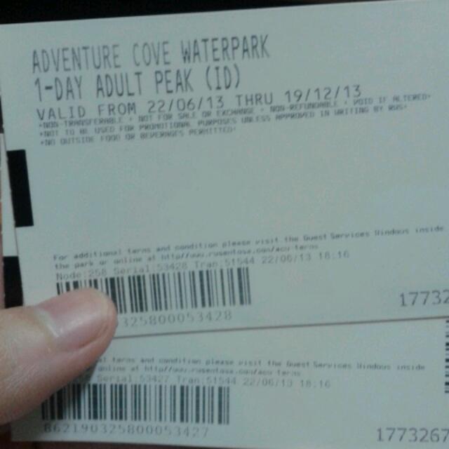 adventure cove waterpark day pass, Tickets & Vouchers, Local ...