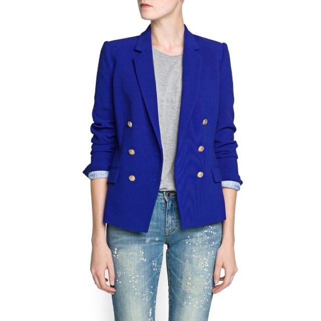 MANGO Basic Suit Jacket in Cobalt Blue, Women's Fashion, Coats, Jackets ...