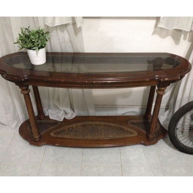 Wooden Display Counter W/Glass Top, Furniture & Home Living, Furniture ...
