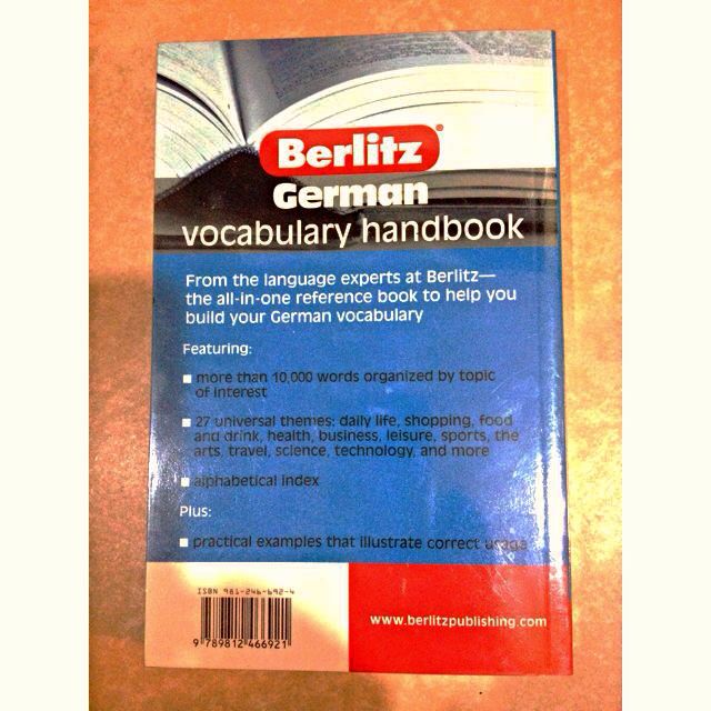 Berlitz German Vocabulary Handbook / Grammar / Verb Handbook, Hobbies ...