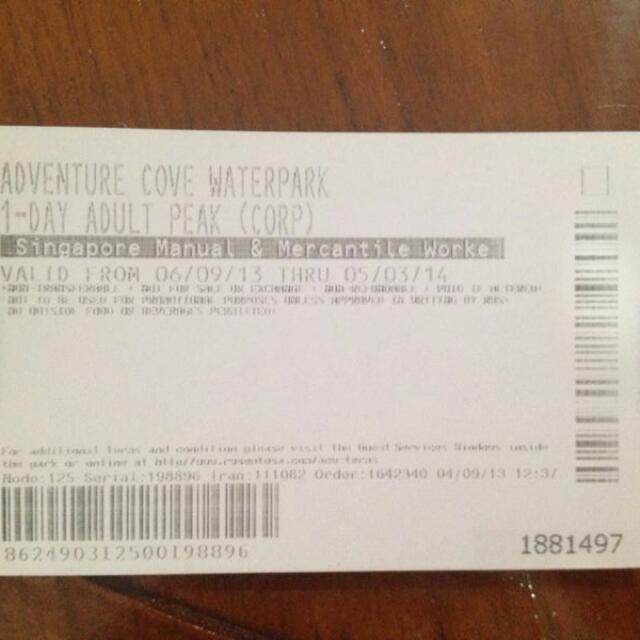 (Pending)Adventure Cove Ticket, Tickets & Vouchers, Event Tickets on ...