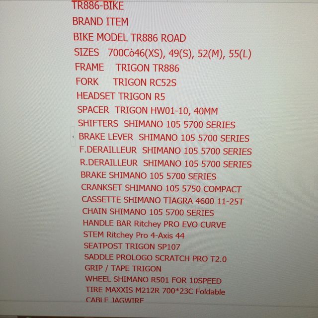 NEW TRIGON TR886 Full Carbon ROAD BICYCLE, Sports Equipment, Bicycles ...