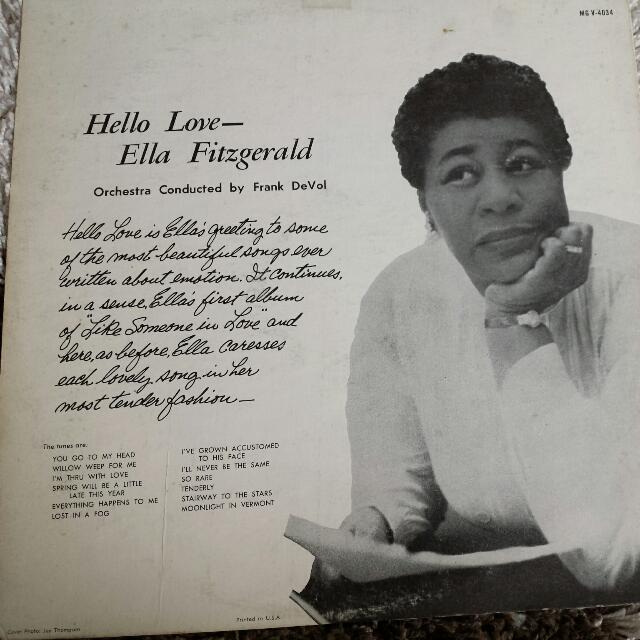 Rare Vinyl Ella Fitzgerald Hello Love, Hobbies & Toys, Memorabilia ...
