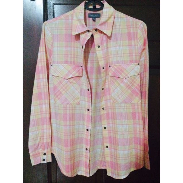 pink flannel shirt, Women's Fashion, Tops, Shirts on Carousell