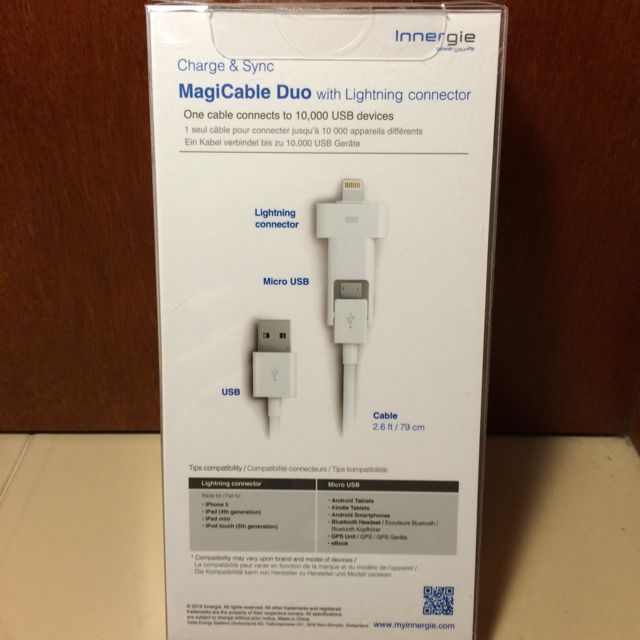 Innergie MagiCable Duo with Lightning connector Cable, Computers & Tech ...