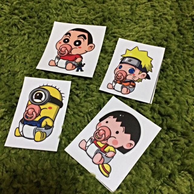 3M Waterproof Stickers (Baby: Shin chan, Minion, Naruto, Xiao Wan Zi ...