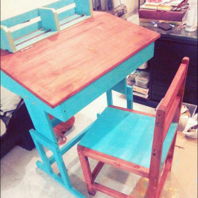 Old School Japanese Open-up Study Table + Chair, Babies & Kids, Baby ...