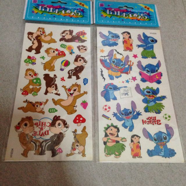 Temporary Tattoo Stitch/ Chip & Dale/ Hamtaro/ Strawberry Kitty/ Smiley ...