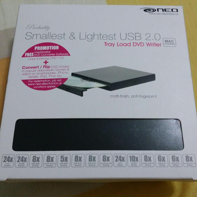 NEO USB Tray Load DVD External Writer Windows Mac, Computers & Tech ...