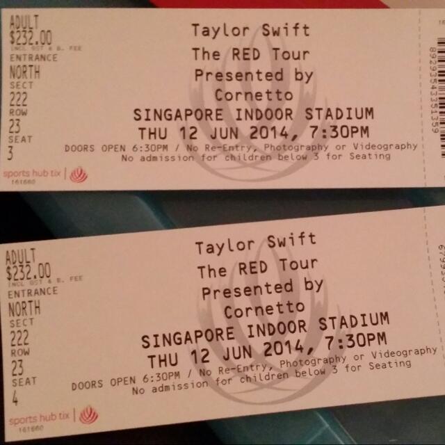 Taylor Swift Red Tour Tickets, Tickets & Vouchers, Event Tickets on ...