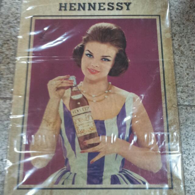 Vintage Hennessy Cognac 3-star Brandy Advertising Cardboard Sign ...