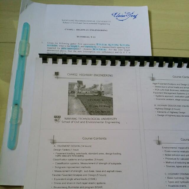 NTU CEE Highway Engineering Major Prescribe Lecture Notes & Tutorial ... NTU CEE Highway Engineering Major Prescribe Lecture Notes & Tutorial ...