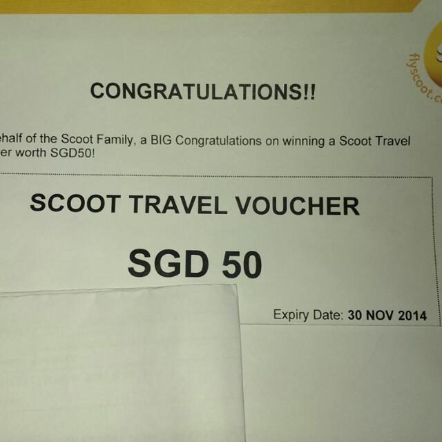 Scoot Travel Voucher , Tickets & Vouchers, Vouchers on Carousell