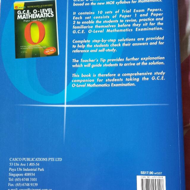 O Level Mathematics Paper 1 & 2, Hobbies & Toys, Books & Magazines ...