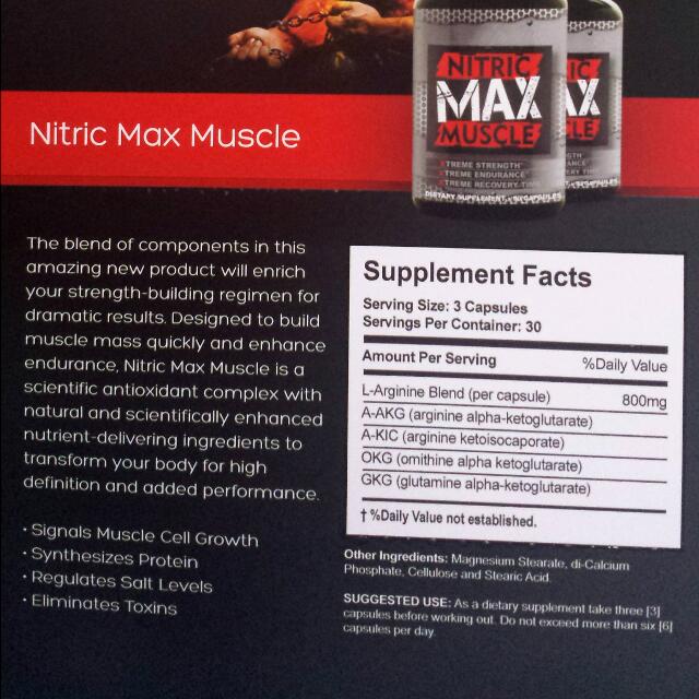 Nitric Max Muscle + Anabolic Rx25, Health & Nutrition, Health ...