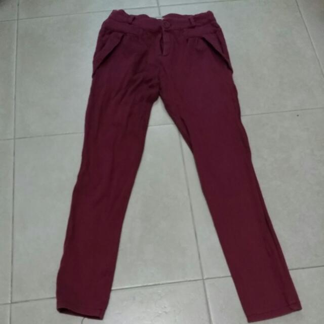 Maroon Pants From Tw, Women's Fashion, Bottoms, Other Bottoms on Carousell
