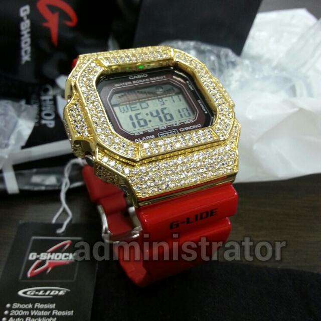 Bling Iced Out Casio G-Shock G-LIDE GLX5600 Diamond Iced-Out Gshock GLX ...