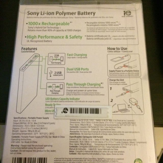 Original Sony Portable Charger, Computers & Tech, Parts & Accessories ...