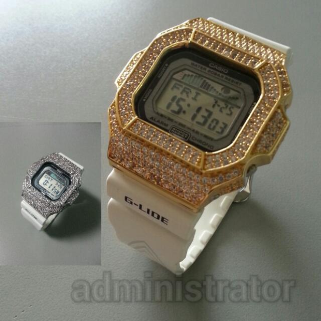 Bling Iced Out Casio G-Shock G-LIDE GLX5600 Diamond Iced-Out Gshock GLX ...