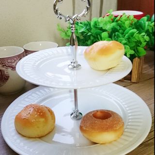 Double Tier Classic White Cake Stand, Furniture & Home Living ...