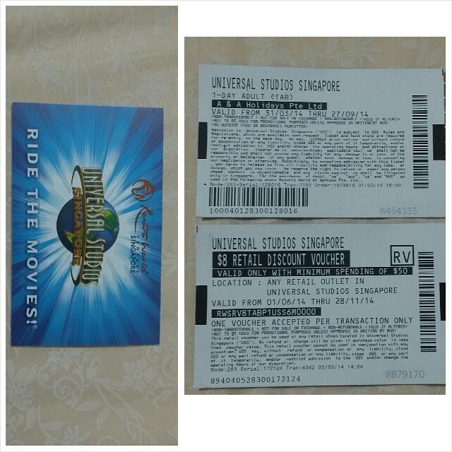 Universal Studio Ticket + $S8 Retail Outlet Voucher, Tickets & Vouchers ...