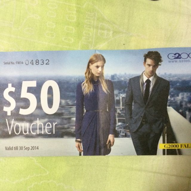 G2000 Gift Voucher S$50, Tickets & Vouchers, Vouchers on Carousell